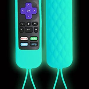 TOKERSE Glow Remote Cover for Roku Steaming Stick/Voice/Express/Premiere Remote - Silicone Case Cover for TCL Hisense Roku TV Smart TV Remote Control Replacement Cover Case Glow in The Dark - GlowBlue