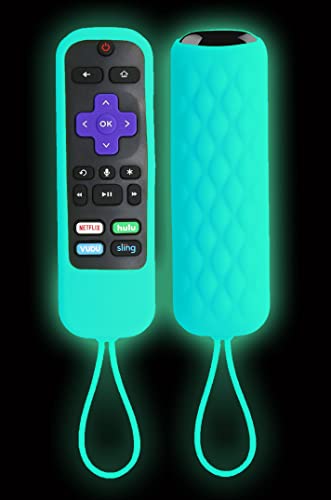 TOKERSE Glow Remote Cover for Roku Steaming Stick/Voice/Express/Premiere Remote - Silicone Case Cover for TCL Hisense Roku TV Smart TV Remote Control Replacement Cover Case Glow in The Dark - GlowBlue