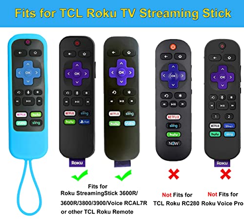 TOKERSE Glow Remote Cover for Roku Steaming Stick/Voice/Express/Premiere Remote - Silicone Case Cover for TCL Hisense Roku TV Smart TV Remote Control Replacement Cover Case Glow in The Dark - GlowBlue