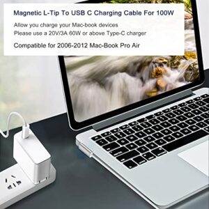 Etre Jeune USB C to Magnetic L-Tip Charging Cable, Type C to Mag-Safe 1 PD 100W Power Fast Charging Converter Connector Replacement for 2006-2012 Mac-Book Pro Air