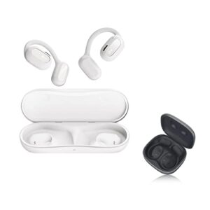 oladance open ear headphones bluetooth 5.2 wireless earbuds for android & iphone, open ear earbuds with dual 16.5mm dynamic drivers, up to 94 hours playtime waterproof sport earbuds -cloud white