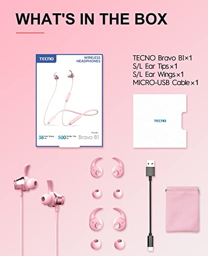 Tecno B1 Blue Wireless Bluetooth Headphones B1 Pink Wireless Bluetooth Headphones