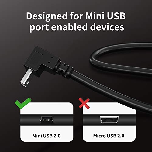 90 Degree Angled USB 2.0 A to Mini B USB 5 Pin Cable 10FT/3M, BolAAzul Right Angle Mini USB Data Sync&Charger Cable USB PC Charger Charging Cable Cord for TI-84 Plus CE Graphing Calculator MP3/MP4/GPS