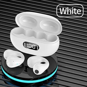 GOAWTFAFS Wireless Ear Clip Bone Conduction Headphones Bluetooth Waterproof Mini Sports Running Earbuds (White, One Size)