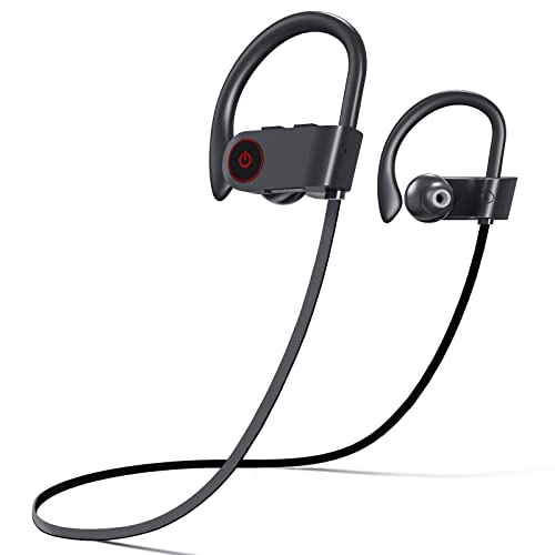 WELTENT Bluetooth Headphones, IPX7 Waterproof Wireless Sport Earbuds in-Ear, HiFi Bass Stereo Running Headphones with Noise Canceling Mic for Workout Fitness Gym, Up to 10 Hours Playtime, BlackGray