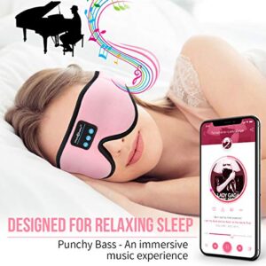 MUSICOZY Sleep Headphones Bluetooth 5.2 Headband Sleeping Headphones Eye Mask for Women Men, Wireless Music Mask Built-in Speakers Microphone Adjustable Strap for Side Sleeper Travel Office, Pack of 2