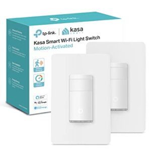 Kasa Smart Motion Sensor Switch, Single Pole, Needs Neutral Wire, 2.4GHz Wi-Fi Light Switch, Works with Alexa & Google Assistant, UL Certified, No Hub Required(KS200MP2),White,2-Pack