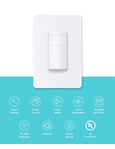 Kasa Smart Motion Sensor Switch, Single Pole, Needs Neutral Wire, 2.4GHz Wi-Fi Light Switch, Works with Alexa & Google Assistant, UL Certified, No Hub Required(KS200MP2),White,2-Pack