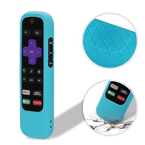 [Nightglow Blue] Case for Roku Express Remote, Akwox Light Weight [Anti Slip] Shock Proof Silicone Cover for Roku Express/Roku Premiere RC68/RC69/RC108/RC112 Standard IR Remote [Lanyard Included]