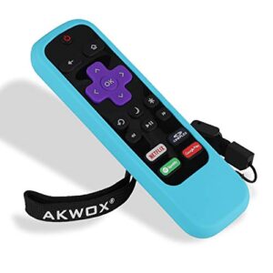 [Nightglow Blue] Case for Roku Express Remote, Akwox Light Weight [Anti Slip] Shock Proof Silicone Cover for Roku Express/Roku Premiere RC68/RC69/RC108/RC112 Standard IR Remote [Lanyard Included]