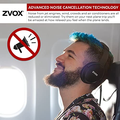 ZVOX Noise Cancelling Headphones - Over Ear Bluetooth Headphones with AccuVoice Technology, Wireless Headphones with Microphone,AV50 Wireless Over The Ear Headphones, Hi-Res Audio & Deep Bass - Black