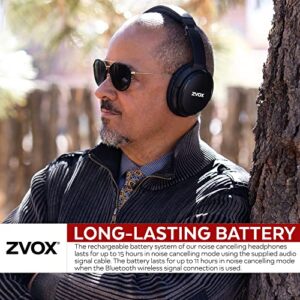 ZVOX Noise Cancelling Headphones - Over Ear Bluetooth Headphones with AccuVoice Technology, Wireless Headphones with Microphone,AV50 Wireless Over The Ear Headphones, Hi-Res Audio & Deep Bass - Black