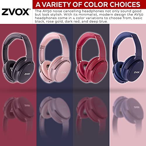 ZVOX Noise Cancelling Headphones - Over Ear Bluetooth Headphones with AccuVoice Technology, Wireless Headphones with Microphone,AV50 Wireless Over The Ear Headphones, Hi-Res Audio & Deep Bass - Black