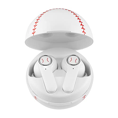 RIYIN Wireless Earbuds Bluetooth Headphones Touch Control with Wireless Charging Case IPX5 Waterproof Stereo Earphones in-Ear Long Battery Life Football Basketball Baseball Model (Baseball Model)