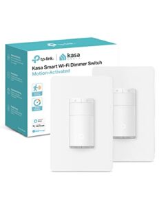 kasa smart motion sensor switch, dimmer light switch, single pole, needs neutral wire, 2.4ghz wi-fi, compatible with alexa & google assistant, ul certified, no hub required(es20mp2) white 2-pack