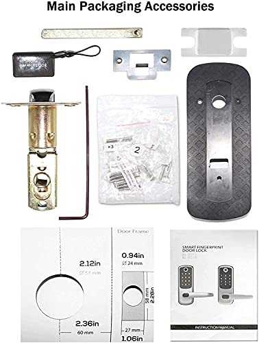 Alexa Door Locks for Front Door, Gimkok 6-in-1 Keyless Front Door Lock Alexa with Reversible Handle for Home, Office, Voice Control, Use APP, IC Card, Anti-peep Code Door Lock Handle (Black)