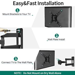 Full Motion TV Wall Mount , Swivel, Tilt and Extension for Most 13-45 Inch Flat&Curved TVs, JUSTSTONE TV Bracket with Articulating Dual Arms Holds up to 55 lbs, Max VESA 200X200mm