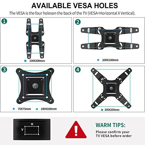 Full Motion TV Wall Mount , Swivel, Tilt and Extension for Most 13-45 Inch Flat&Curved TVs, JUSTSTONE TV Bracket with Articulating Dual Arms Holds up to 55 lbs, Max VESA 200X200mm