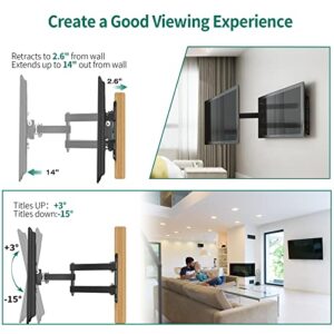 Full Motion TV Wall Mount , Swivel, Tilt and Extension for Most 13-45 Inch Flat&Curved TVs, JUSTSTONE TV Bracket with Articulating Dual Arms Holds up to 55 lbs, Max VESA 200X200mm