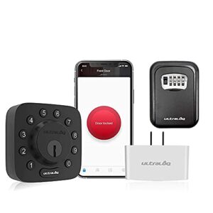 ultraloq u-bolt smart lock + key storage lock box + bridge wifi adaptor 5-in-1 keyless entry door lock with wifi, bluetooth and keypad