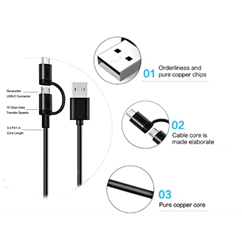 Mirco USB C Charger Charging Cable Cord Compatible for BlueParrott B650-XT B550-XT B450-XT B350-XT S450-XT B250-XTS C300 C400-XT Headset, Jabra Elite 3 4 7 85t 85h 75t 45e 65t Active 75t Headphones