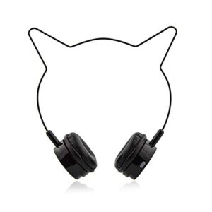 lux accessories black cat ear headphones wire frame headset w microphone