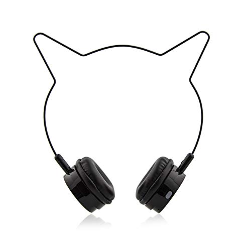 Lux Accessories Black Cat Ear Headphones Wire Frame Headset w Microphone