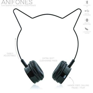 Lux Accessories Black Cat Ear Headphones Wire Frame Headset w Microphone