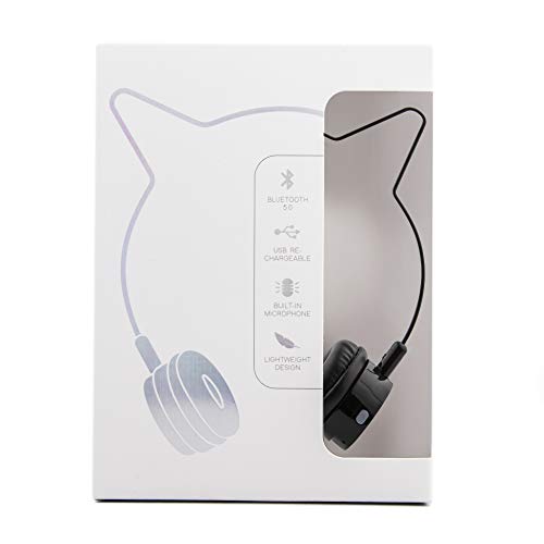 Lux Accessories Black Cat Ear Headphones Wire Frame Headset w Microphone