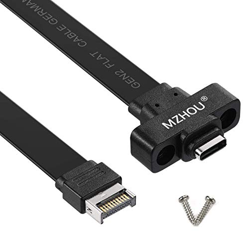 MZHOU USB 3.1 Type C Front Panel Header Extension Cable 57 cm, USB 3.1 Type E to USB 3.1 Type C Cable,Gen 2,Speed up to 10 Gbps Internal Adapter Cable,with Mount Screw (22.5 in)