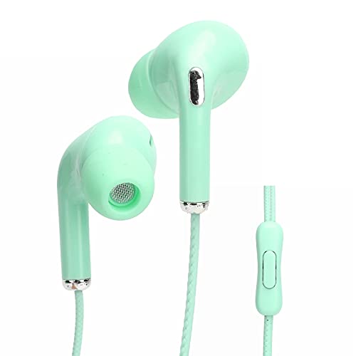 3.5mm Wired Earphone with Microphone Earbud Headphone in-Ear Earphone for Sports(Green)