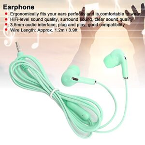 3.5mm Wired Earphone with Microphone Earbud Headphone in-Ear Earphone for Sports(Green)