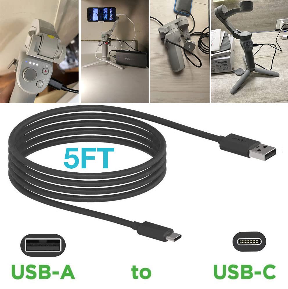 5FT USB C Gimbal Stabilizer Charger Cable for DJI OM5, OM4, OM4 SE, DJI OSMO Mobile 3, Ronin-SC, Ronin-S, RS 2, RSC 2, OSMO pocket 2, Action 2, FPV Remote Control, Phone Stabilizer Charging Power Cord