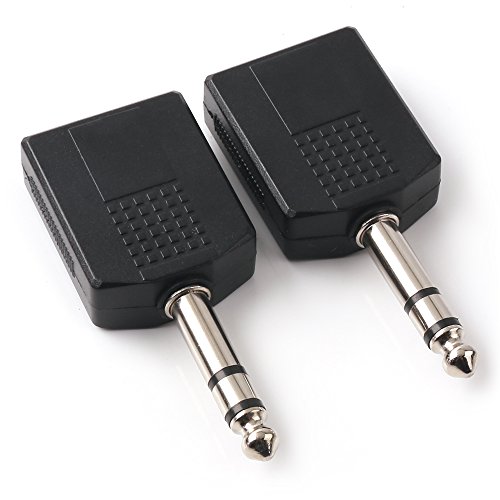 NANYI 6.35mm (1/4 Inch) Male TRS to Two 6.35mm (1/4 Inch) Female Audio Heads, 6.5mm One-Two Stereo Interconnect Audio Adapter, 2Pack (6.35mm M-2x6.35mm F-TRS)