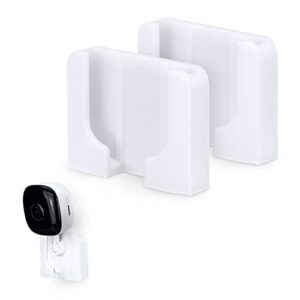 wall mount for kasa kc100, kc105, ec60 (2 pack), adhesive holder for tp link smart spot camera, installs in minutes, no mess hanger bracket by brainwavz (white)