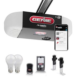 genie chain glide connect essentials smart garage door opener – reliable chain drive opener with led lighting- works with alexa, smartthings, brilliant smart home