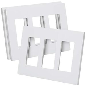 bates- screwless decorator wall plates, three gang switch plate covers, 3 pack, screwless wall plates 3 gang, white switch plate covers, switch cover plate, wall switch cover, electrical outlet cover