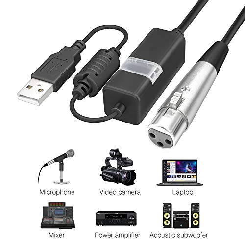 USB Microphone Cable, ANDTOBO USB to XLR Female Mic Link Converter Cable Adapter - 10 Feet