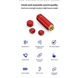 Loluka Small Lipstick Invisible Bluetooth Earbuds HiFi Sound Waterproof Earpiece Stereo Wireless Headset for Android iOS Pink