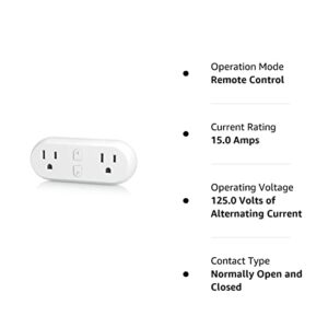 HBN WiFi Heavy Duty Dual Outlet Smart Plug with Individual Control, No Hub RequiredWhite, Compatible with Alexa and Google Assistant, 2.4 Ghz Network Only