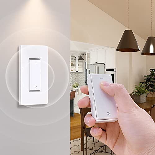 ORVIBO Smart Light Switch with Remote, Single Pole and Wireless 3 Way Smart Switch Works with Alexa and Google Home, Neutral Wire Required, No Hub Required, 2.4GHz WiFi Light Switch, Not dimmable