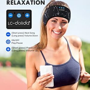 LC-dolida Sleep Headphones Bluetooth Headband, Cozy Band Wireless Headphones, Sleep Mask with Bluetooth Headphones, Perfect for Sleeping Side Sleepers, Jogging, Workout, Yoga