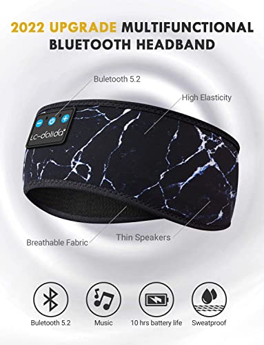 LC-dolida Sleep Headphones Bluetooth Headband, Cozy Band Wireless Headphones, Sleep Mask with Bluetooth Headphones, Perfect for Sleeping Side Sleepers, Jogging, Workout, Yoga