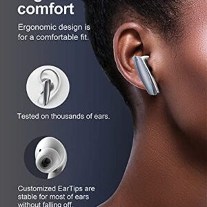 True Wireless Stereo Bluetooth Earbuds with Charging Case, Bluetooth 5.0 in-Ear Stereo Headphones, Built-in Mic, Premium Sound Earphones, Deep Bass, HiFi Audio, Sports White