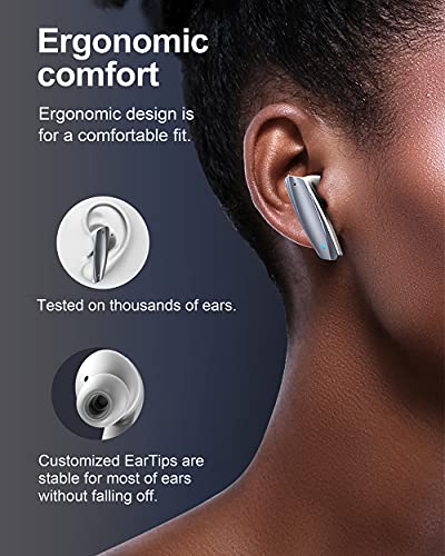 True Wireless Stereo Bluetooth Earbuds with Charging Case, Bluetooth 5.0 in-Ear Stereo Headphones, Built-in Mic, Premium Sound Earphones, Deep Bass, HiFi Audio, Sports White