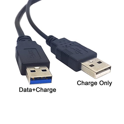 CY USB 3.0 Female to Dual USB Male Extra Power Data Y Extension Cable for 2.5" Mobile Hard Disk Black Color