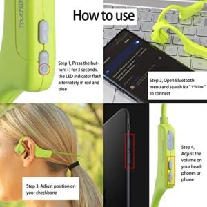 YouthWhisper Wireless Bone Conduction Headphones - Bluetooth Open Ear Headphones Waterproof Sport Earphones with Mic Noise-Cancelling Bone Conducting Headset for Running Hiking Cycling