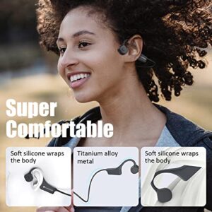 YouthWhisper Wireless Bone Conduction Headphones - Bluetooth Open Ear Headphones Waterproof Sport Earphones with Mic Noise-Cancelling Bone Conducting Headset for Running Hiking Cycling