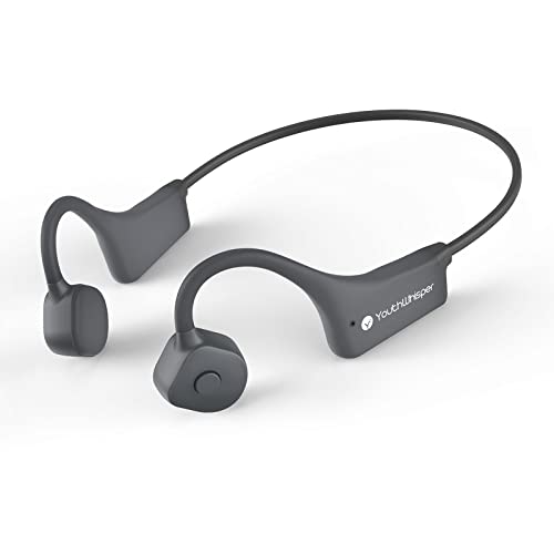 YouthWhisper Wireless Bone Conduction Headphones - Bluetooth Open Ear Headphones Waterproof Sport Earphones with Mic Noise-Cancelling Bone Conducting Headset for Running Hiking Cycling