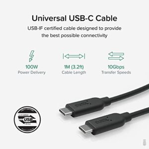 Plugable 10Gbps USB C to USB C Cable, 3.3 feet (1 Meter), 5A, USB-IF Certified, USB 3.1 Gen 2 Type-C